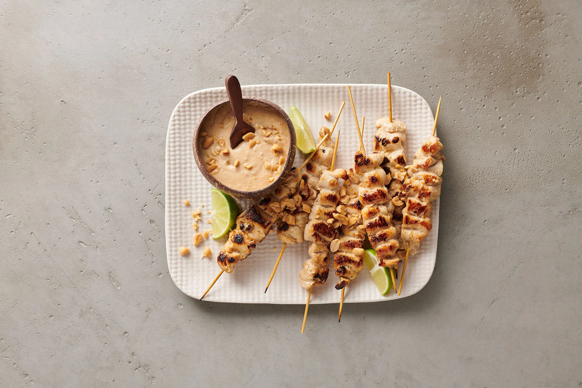 Brochettes de poulet satay - Recette Croqu'menus
